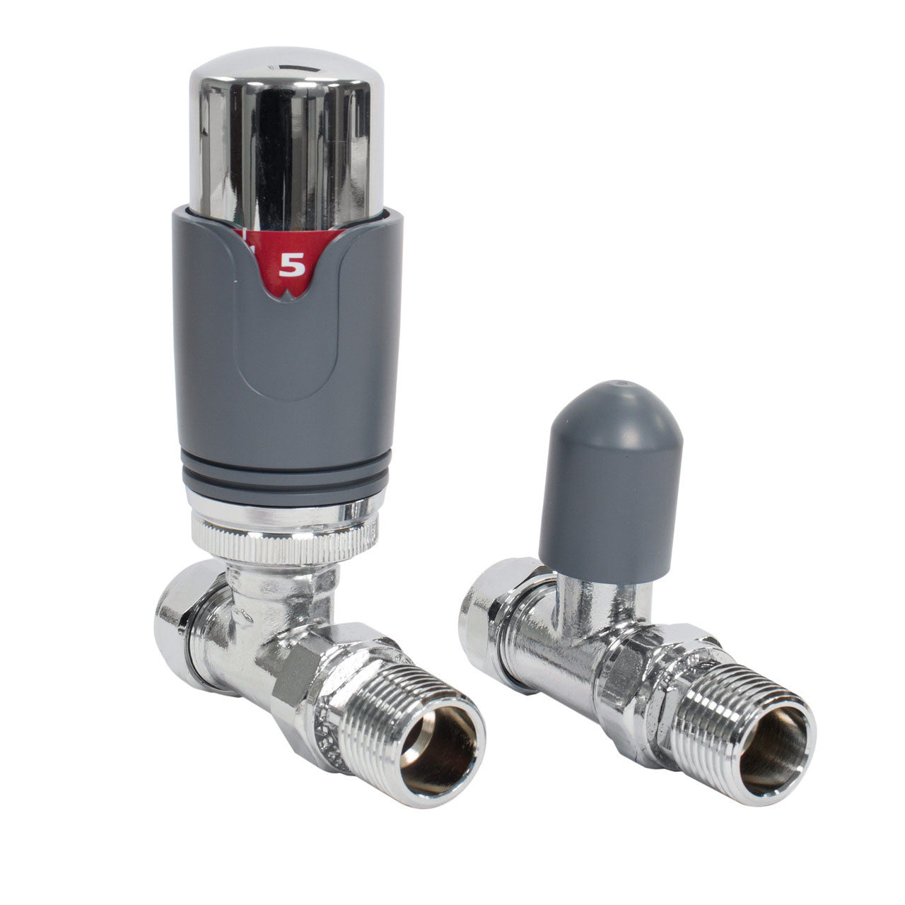 Thermostatic TRV Straight Radiator Valves 1/2" x 15mm Lockshield Pack ...